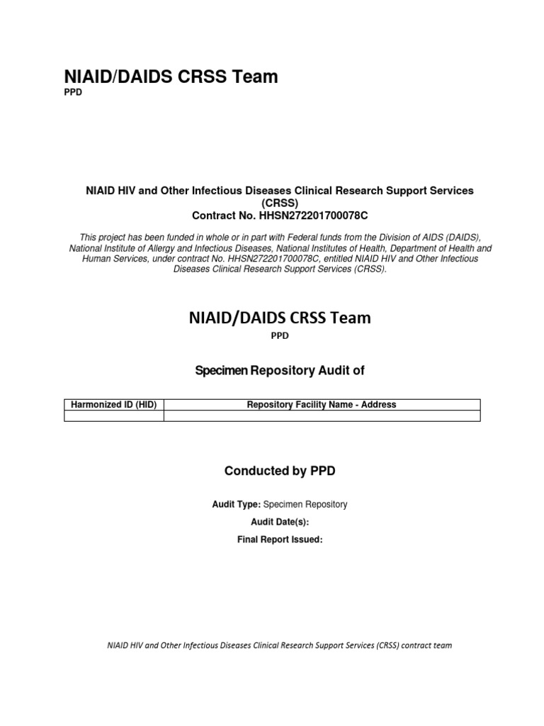 Specimen Repository Audit Checklist | PDF | Personal Protective ...