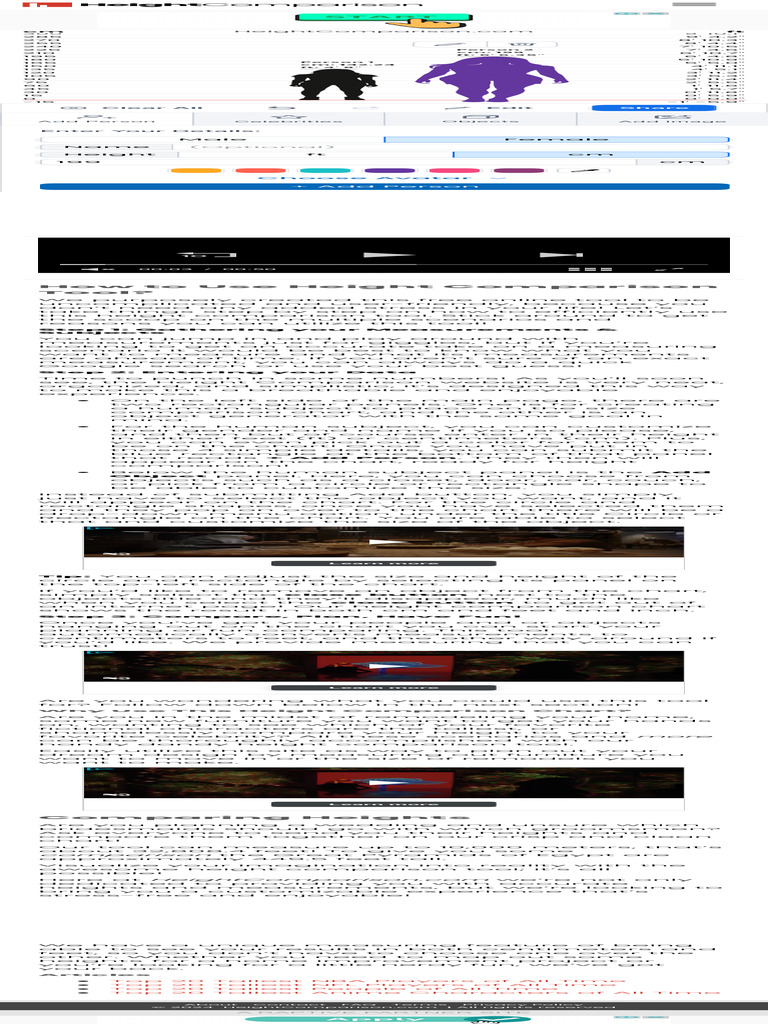 Height Comparison - Comparing Heights Visually With Chart | PDF