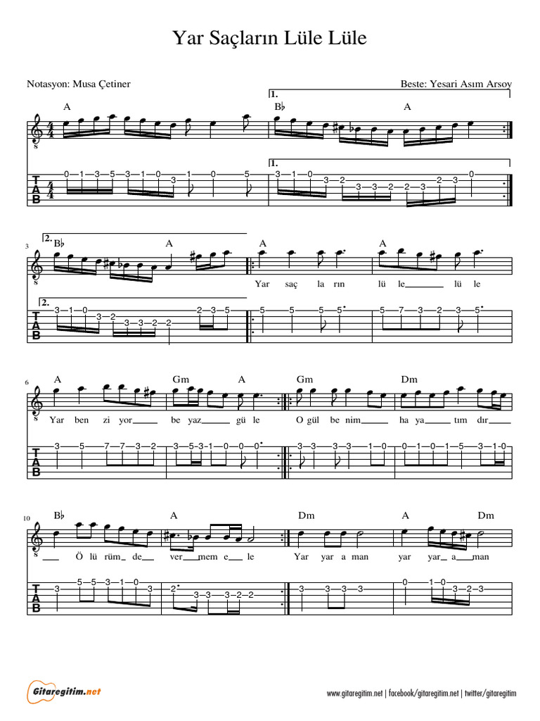 Yar Saclarin Lule Lule Nota | PDF