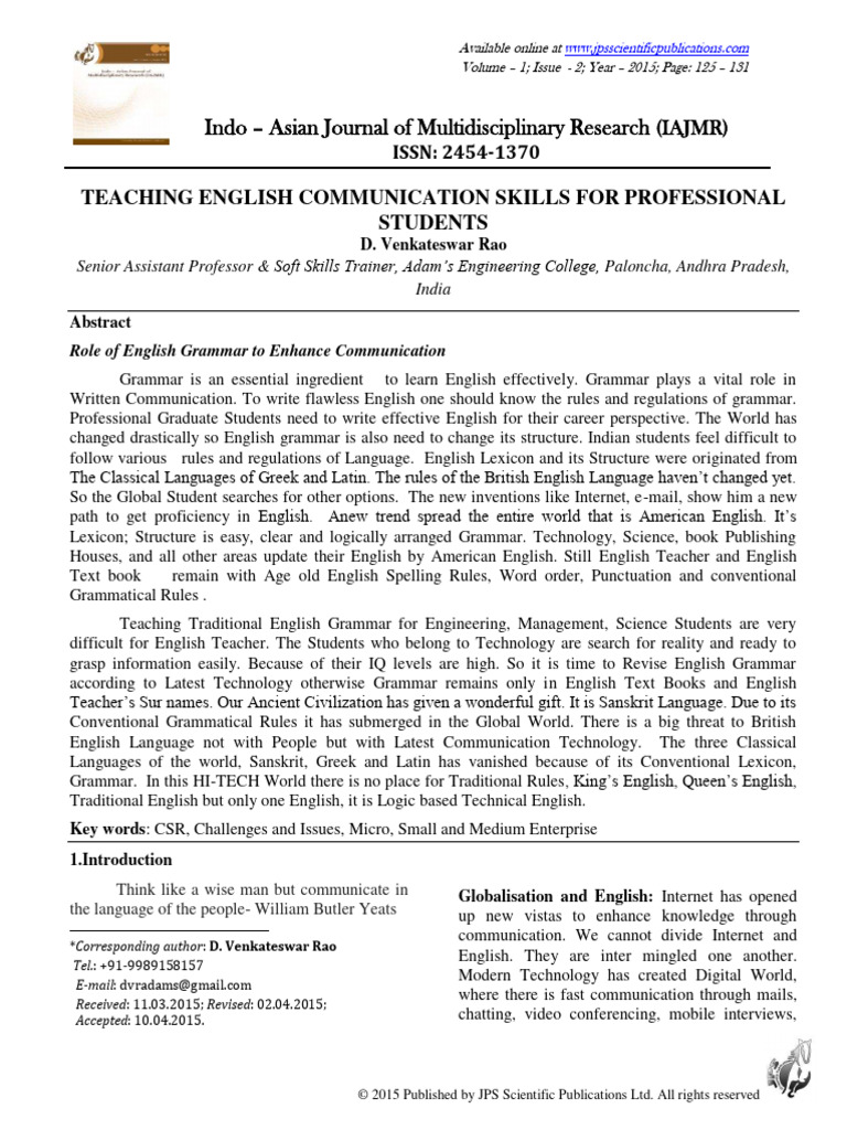 Teaching English Communication Skills Fo | PDF | English Language ...