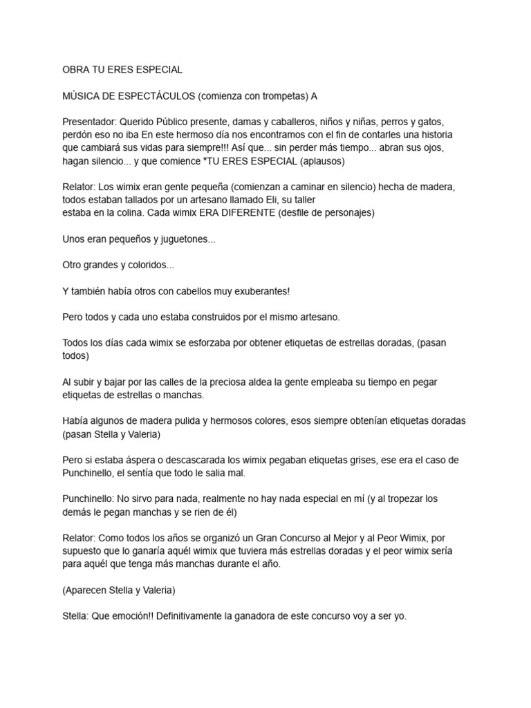 OBRA TU ERES ESPECIAL | PDF