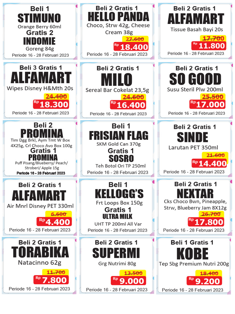 Tempelan Produk Serba Gratis 16 - 28 Februari 2023 | PDF