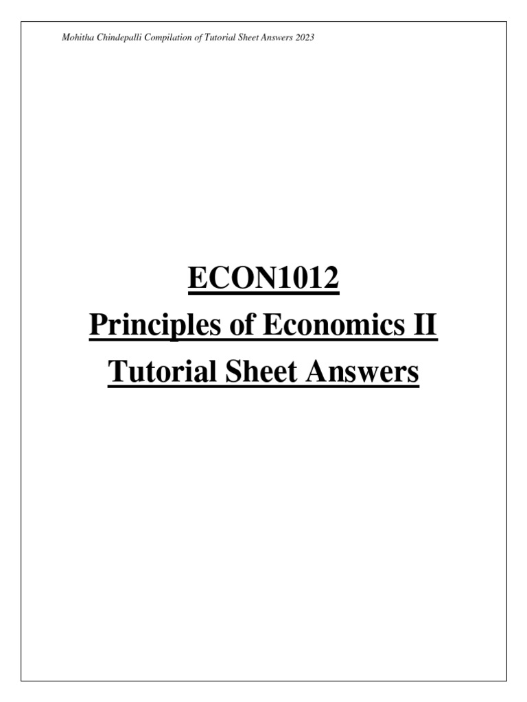 ECON1012 Tutorial Answers Compilation | PDF | Money Supply | Money