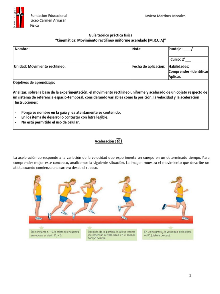 Guía MRUA | PDF | Aceleración | Velocidad