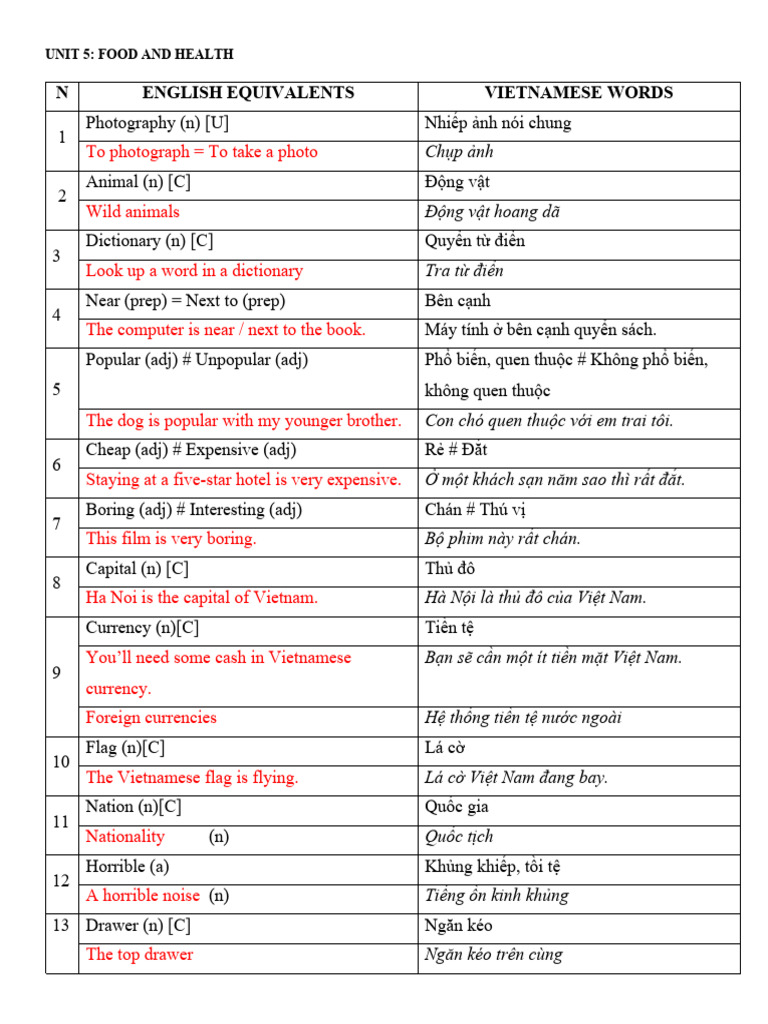 Grade 6 UNIT 5 Word Map | PDF