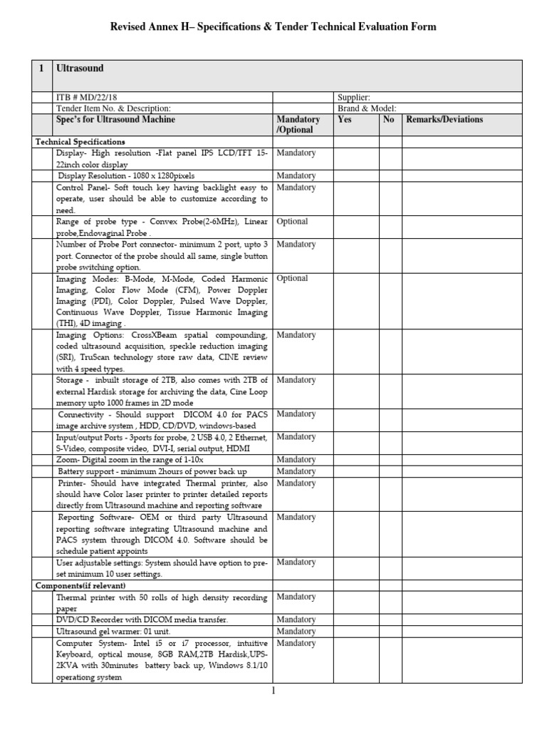 Updated Revised Annex h Specifications and Evaluation Form | PDF ...