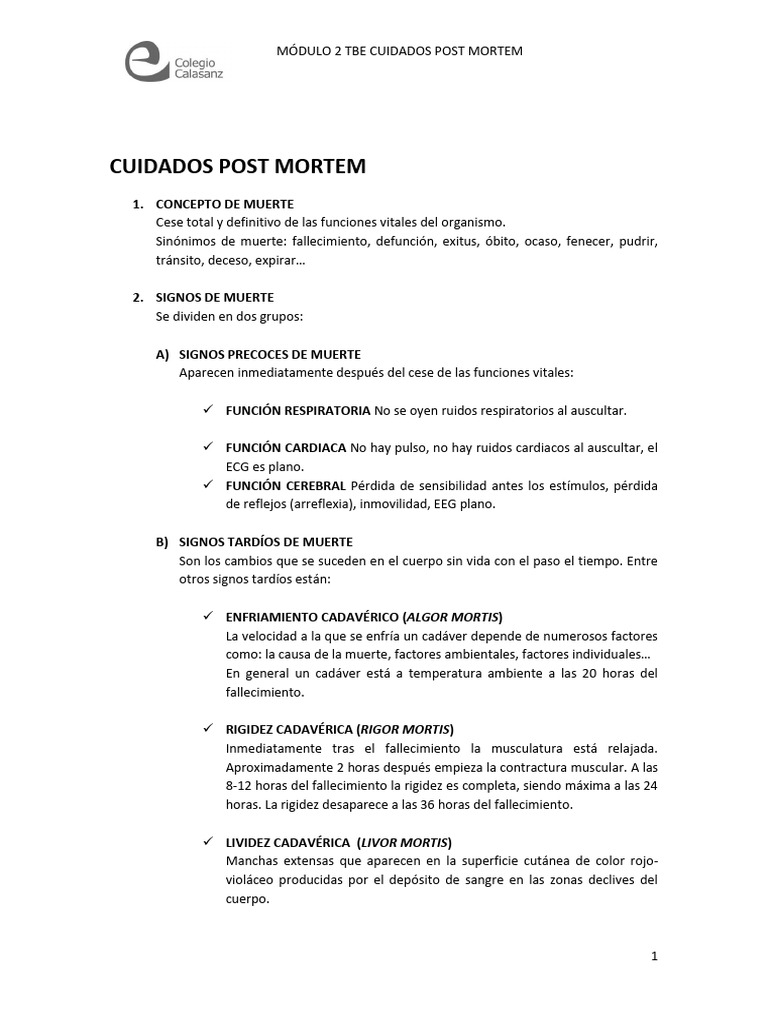 Cuidados Post Mortem: Guía Básica | PDF | Descomposición | Fisiología