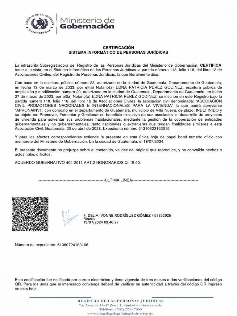 Certificación Asociación | PDF | Guatemala