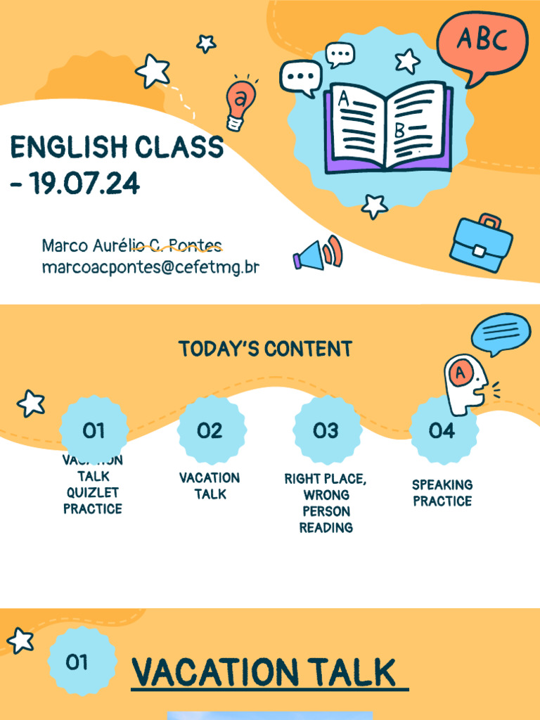 ESL Vacation Talk and Practice Guide | PDF | Self-Improvement