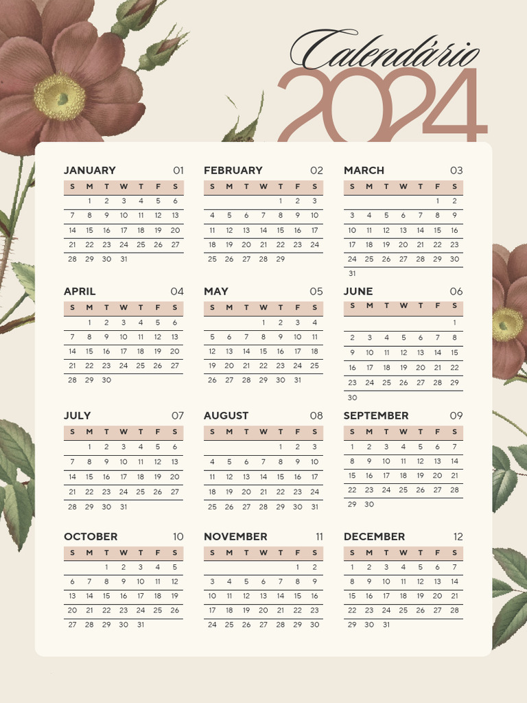 2024 Monthly Calendar Overview | PDF | Units Of Measurement