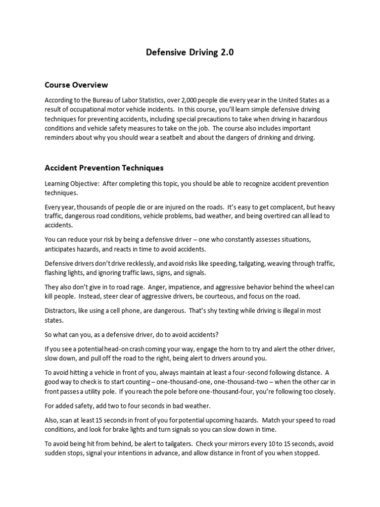 12 - Defensive Driving 2 | PDF | Traffic Collision | Seat Belt