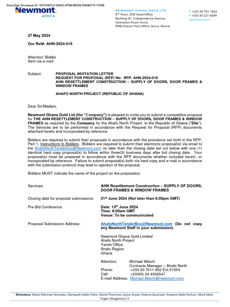 A - Invitation Letter - AHN Resettlement Const. - Supply of Doors, Door ...