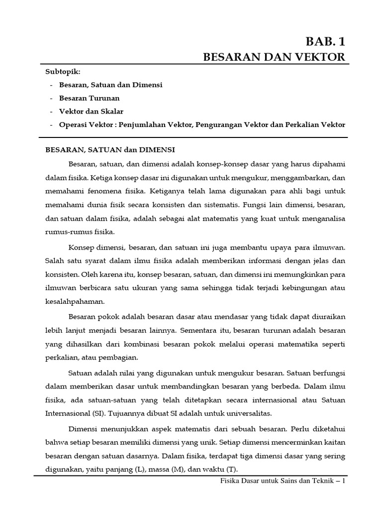 Bab 1 Besaran Dan Vektor Baru | PDF