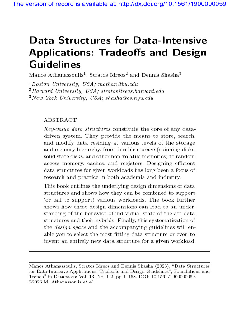 Libro Estruc Datos Amplios fnt23 Athanassoulis | PDF | Computer Data Storage | Cache (Computing)