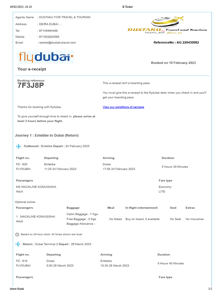 E TicketCA | PDF | Baggage | Aviation