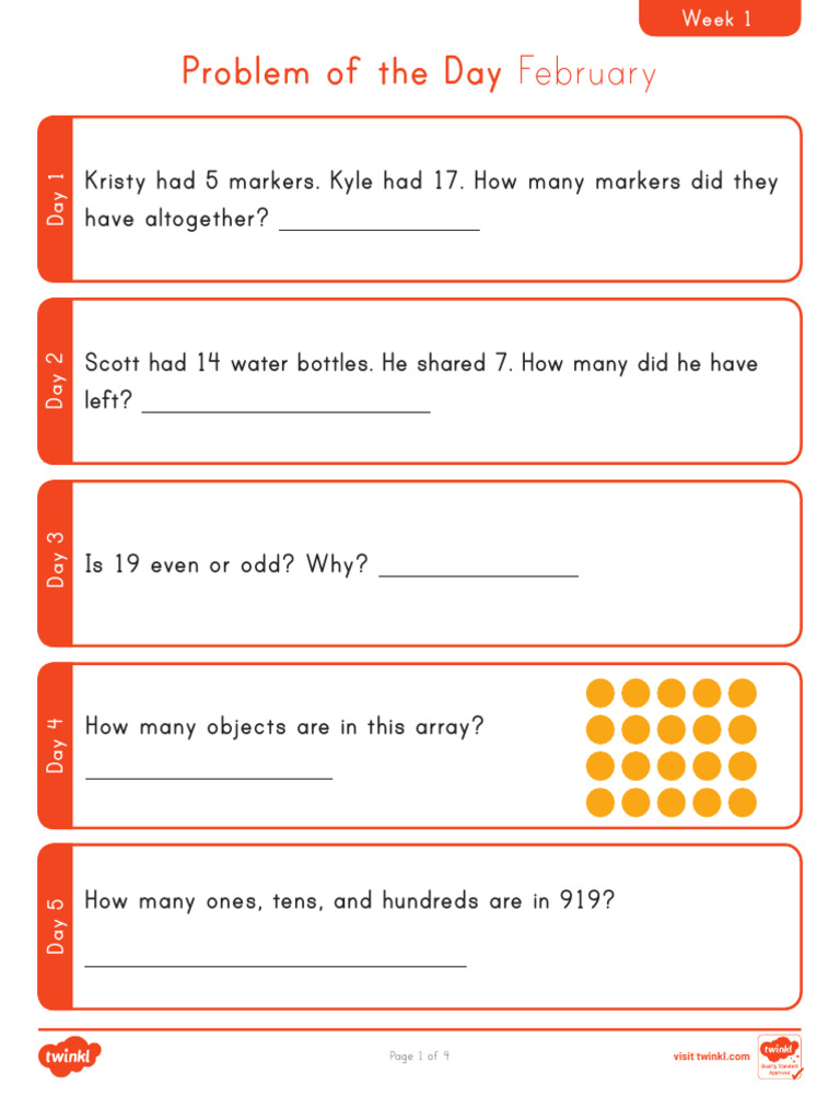February Math Problems for 2nd Grade | PDF | Mathematics