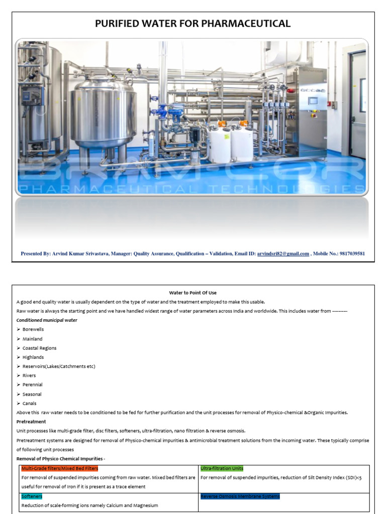 Purified Water System Qualification | Download Free PDF | Purified ...