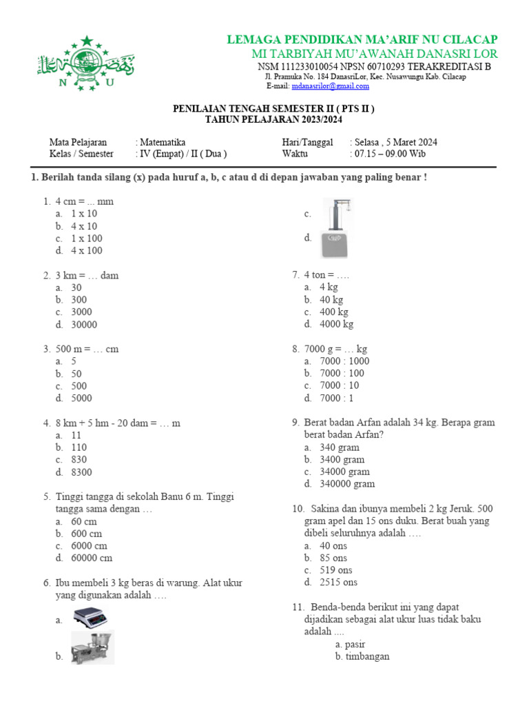 Soal STS Matematika Kelas 4 | PDF
