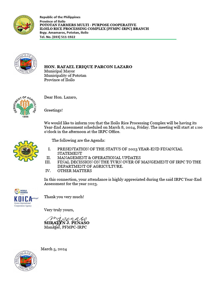 Letter - Irpc Assessment 2023 | PDF | Finance & Money Management ...