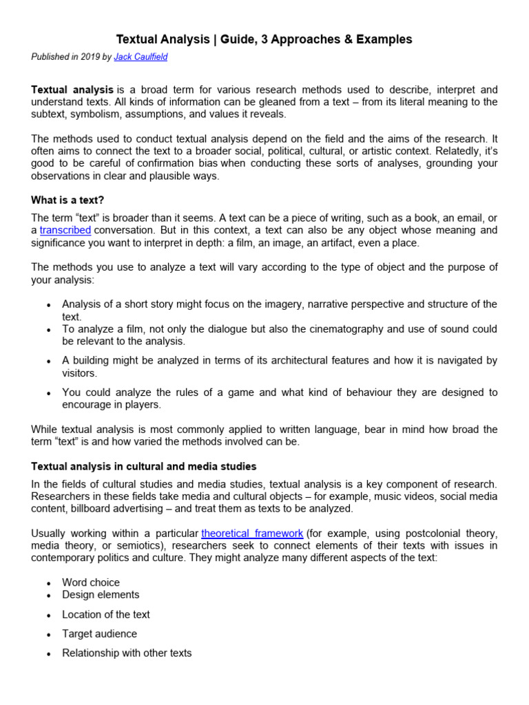 Textual Analysis Guide and Examples | Download Free PDF | Analysis ...