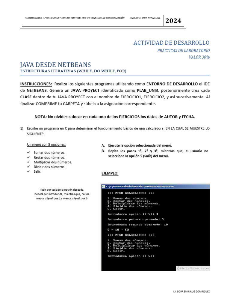Prac Lab Est Iterativas Java | PDF | Java (lenguaje de programación) | Entorno de desarrollo ...