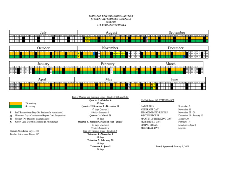 2024-25 Student Attendance Calendar - Final | PDF | Academic Term ...