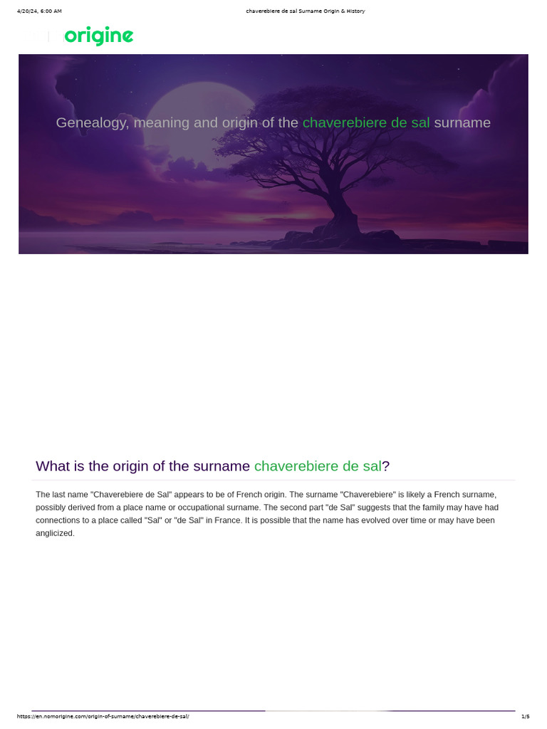 Chaverebiere de Sal Surname Origin & History | PDF | Genealogy | Surname