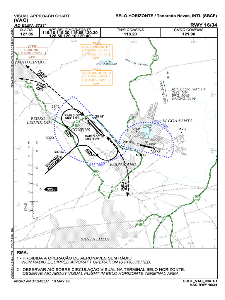 Visual Approach Chart SBCF - Belo Horizonte | PDF