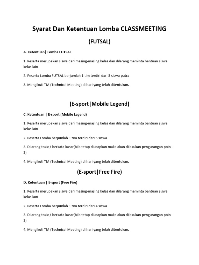 Peraturan Classmeet 2024 | PDF