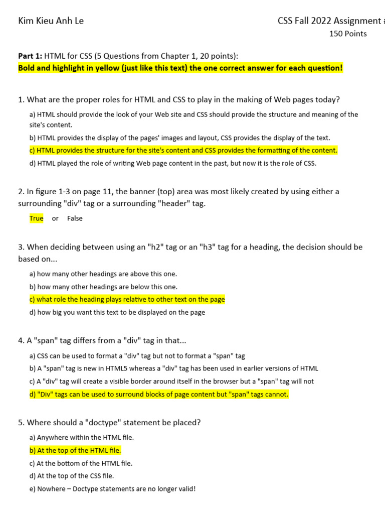 Kim Kieu Anh Le-Css-A1 | PDF | Html | Html Element