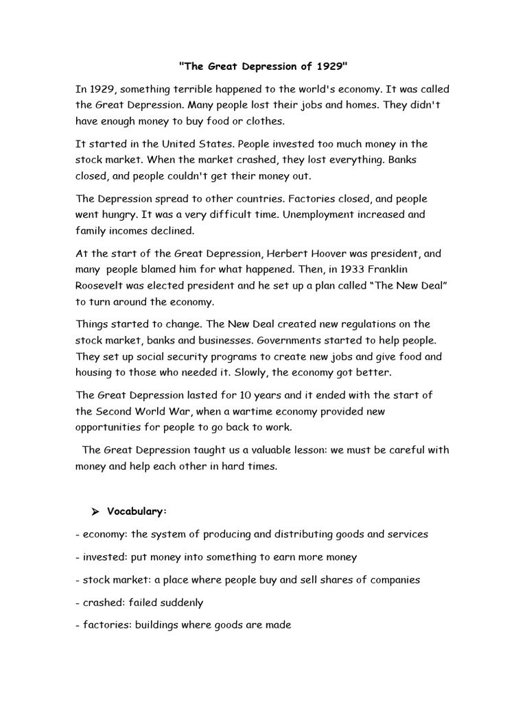 The Great 1929 Depression - The Stock Market Crash | PDF | Great ...