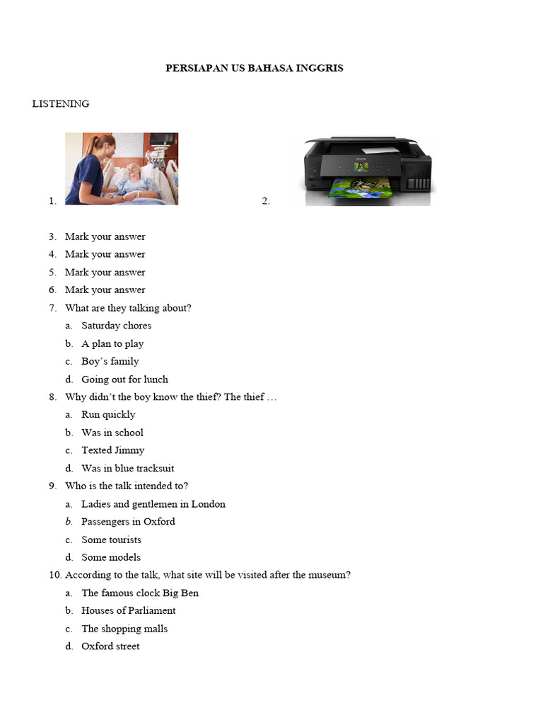 Latihan Listening Bahasa Inggris | PDF | Language Arts & Discipline