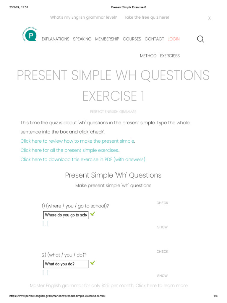 Present Simple Exercise 6 | PDF | Language Mechanics | Grammar