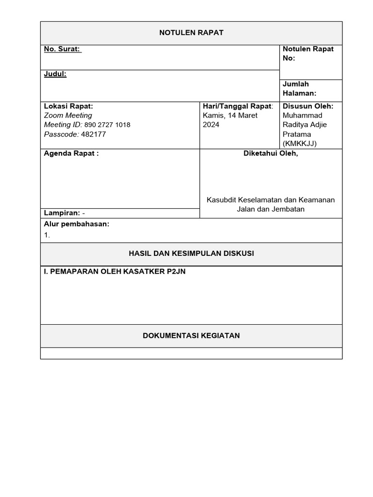 Template Notulensi | PDF