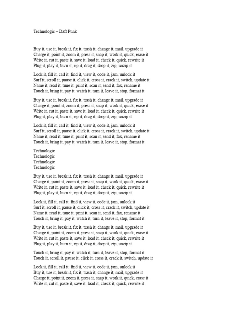 Technologic - Daft Punk | PDF | Computing