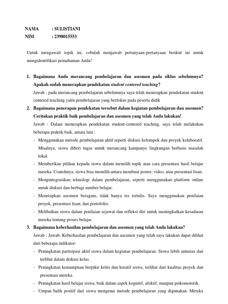 SULISTIANI - 02.02.b.3-T3-1 Mulai Dari Diri | PDF