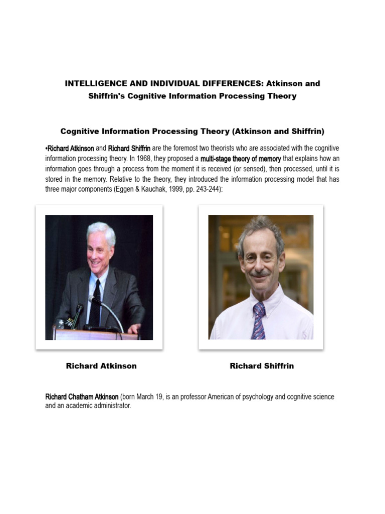 Cognitive Information Processing Theory Pdf Memory Long Term Memory