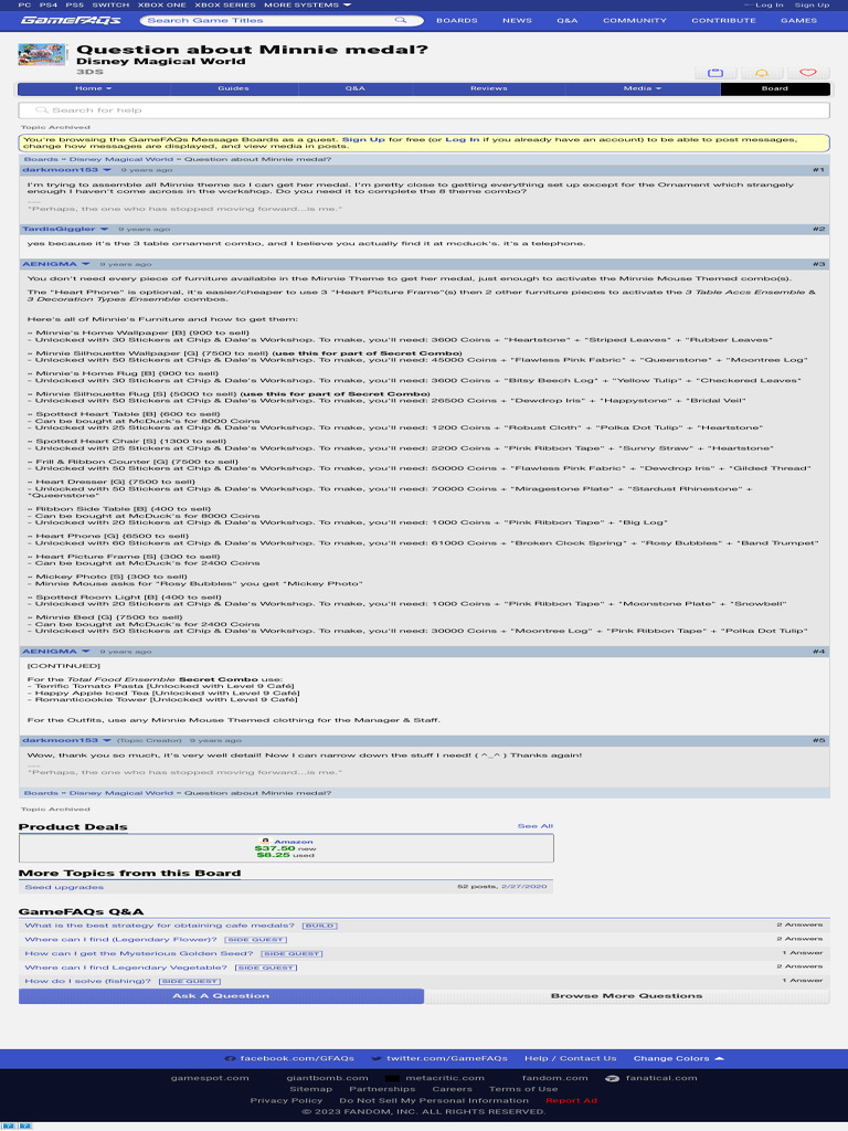 Question About Minnie Medal - Disney Magical World 2 | PDF