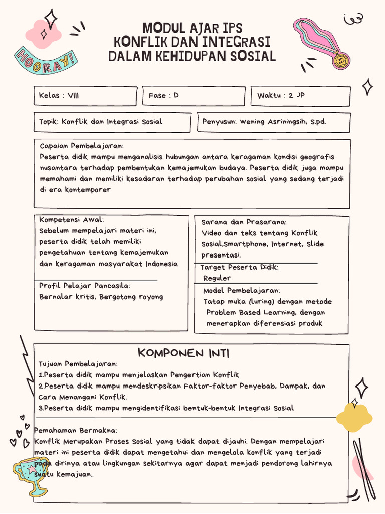 Modul Ajar Konflik Dan Interaksi Sosial | PDF | Karier & Perkembangan ...