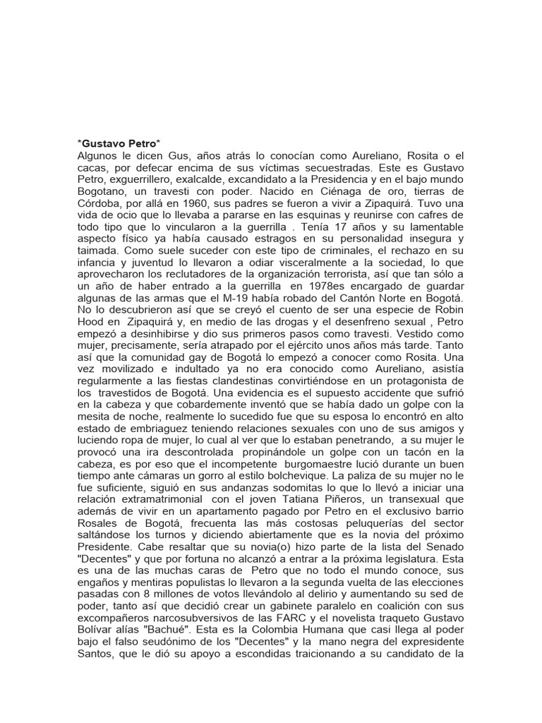 Gustavo Petro | PDF | Política | Ciencias sociales