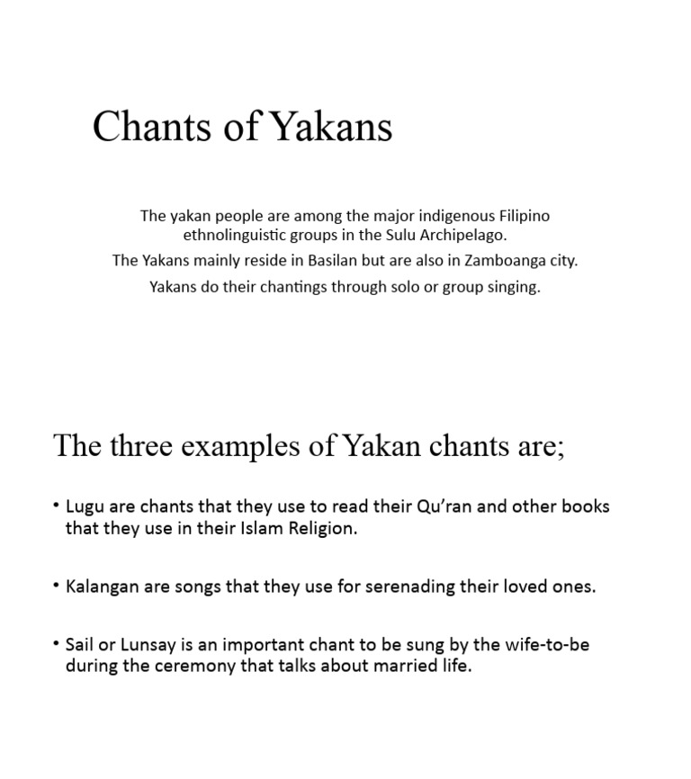 Yakan Chant Examples and Significance | PDF