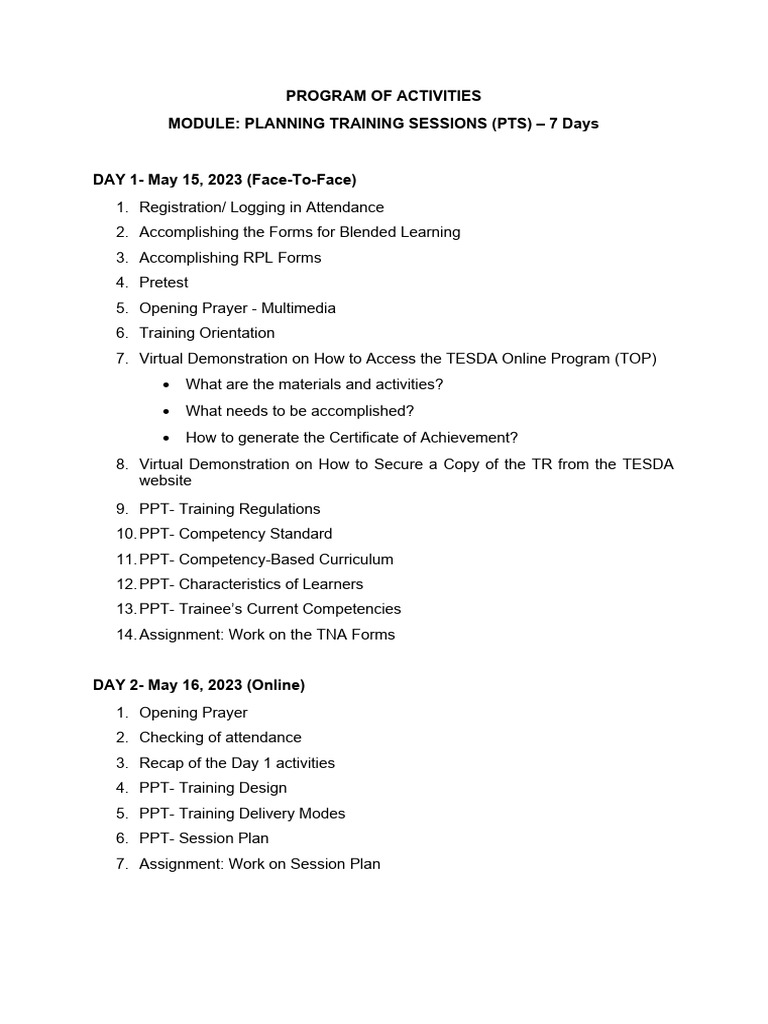 7-Day Training Session Plan | PDF