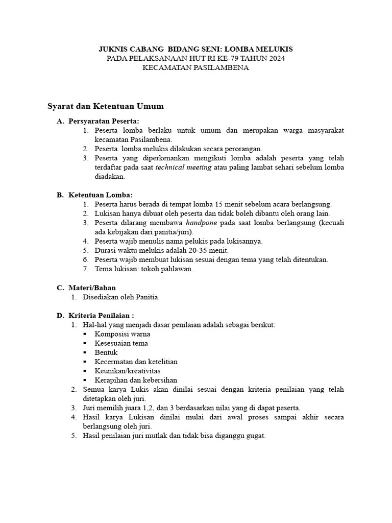 Juknis Lomba Melukis | PDF | Seni