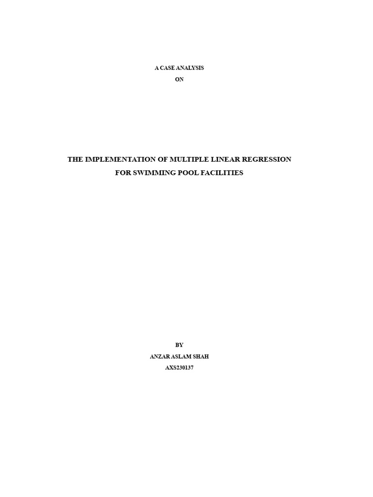 A CASE ANALYSIS 4 ED | PDF | Regression Analysis | Linear Regression
