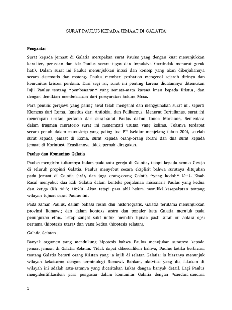 SURAT PAULUS KEPADA JEMAAT DI GALATIA Oke | PDF