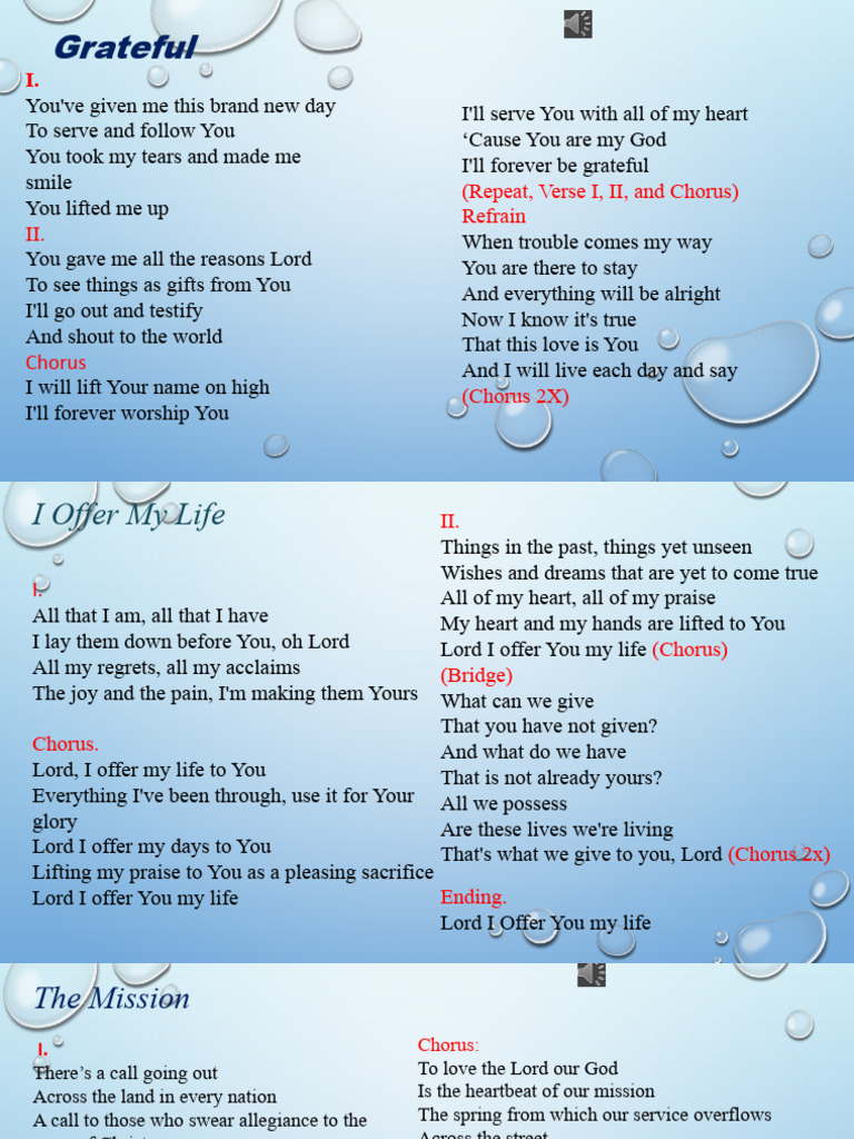 Meditation CFC songs | Download Free PDF | Prayer | Refrain