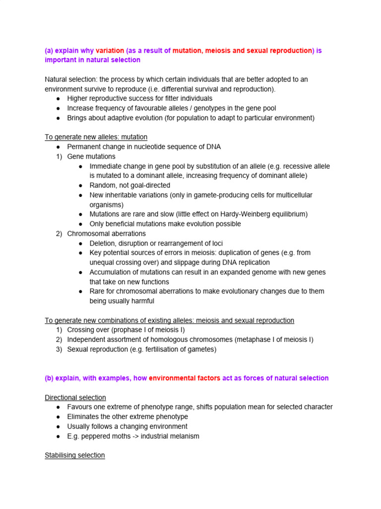 Biology - HCI - Evolution - Chui Ying Wei | PDF | Natural Selection ...