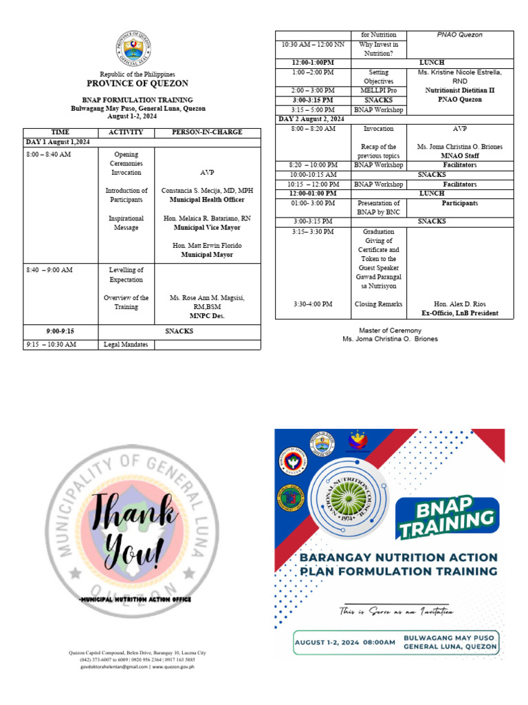 BNAP Formulation Training General Luna | PDF