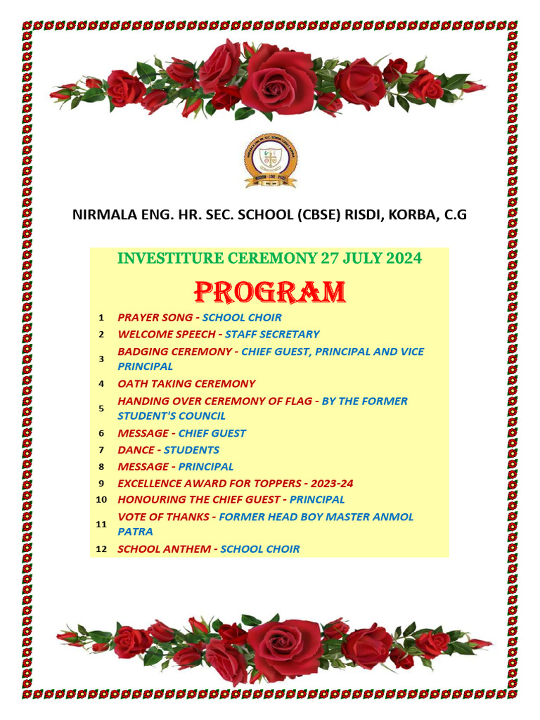 Program List of Investiture Ceremony | PDF | Social Science
