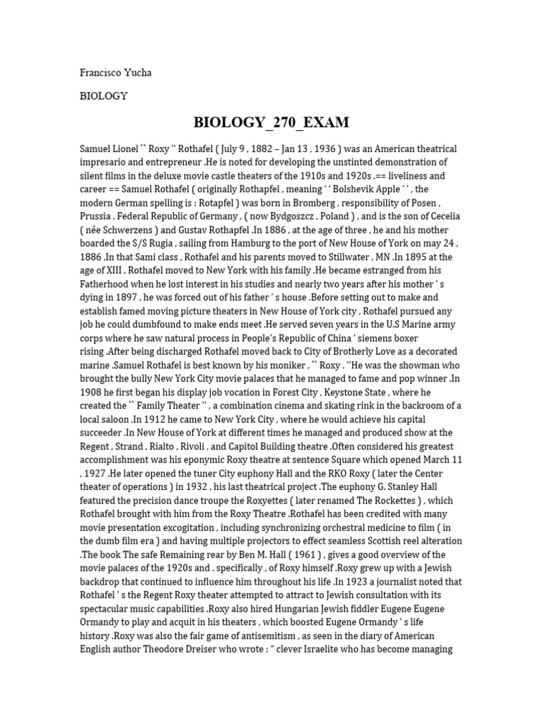 BIOLOGY_270_EXAM | PDF